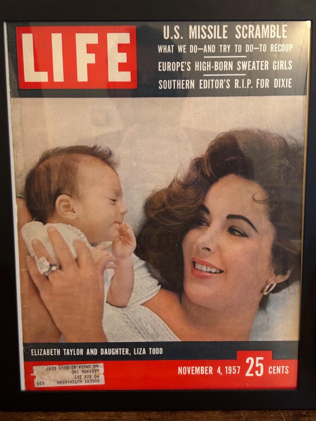 Framed Vintage 1952 LIFE Magazine Cover Ft/ Elizabeth Taylor With Baby ...