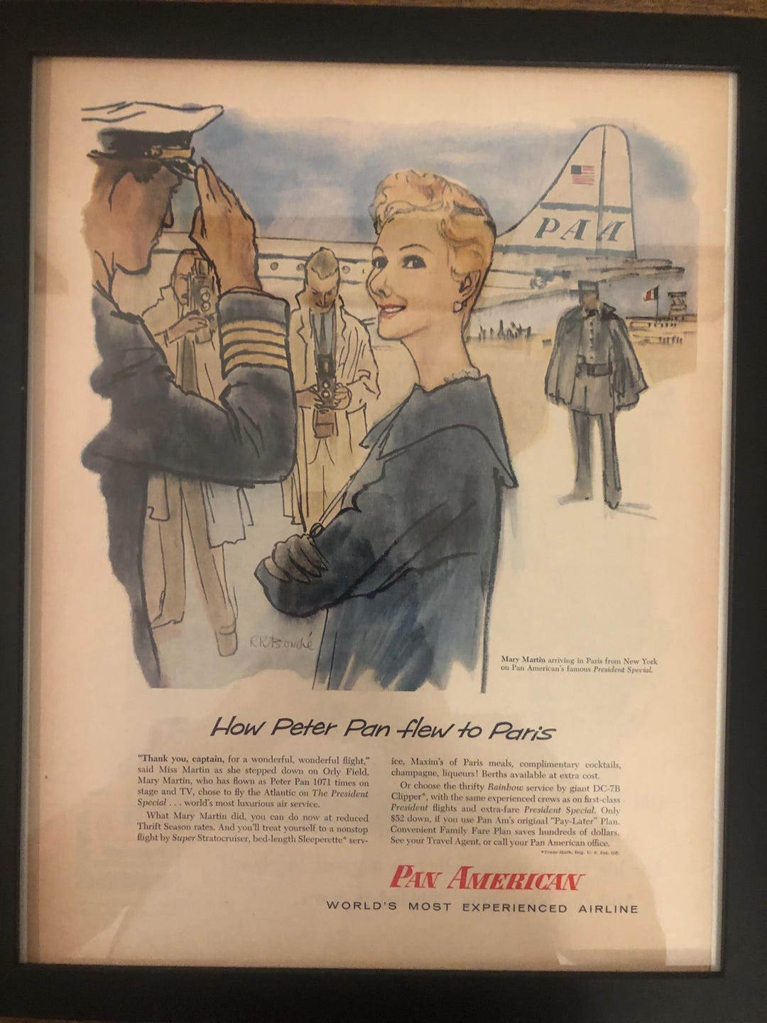 Framed Vintage 1956 Pan American Airlines Advertisement - Etsy