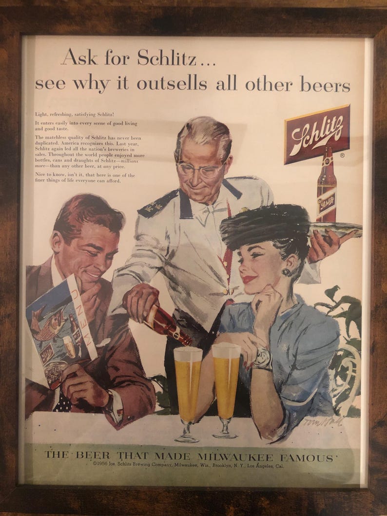 Framed Vintage 1956 Schlitz Beer Advertisement - Etsy