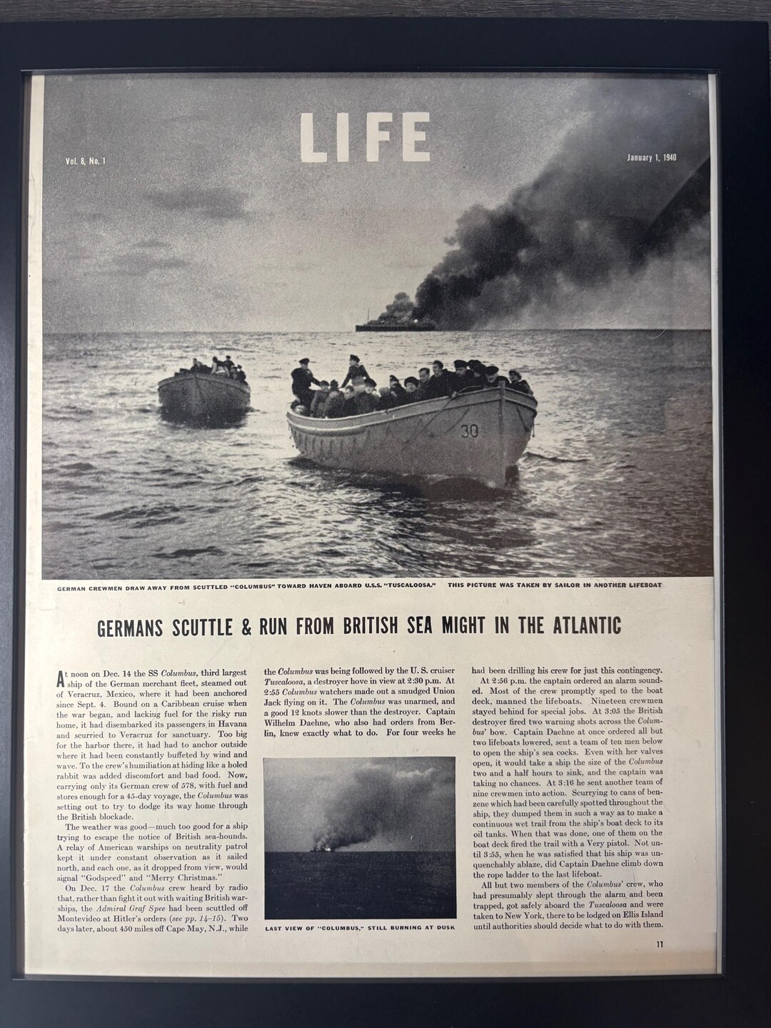 Framed Vintage 1940 LIFE Magazine Photo Feature *germans Scuttle and ...