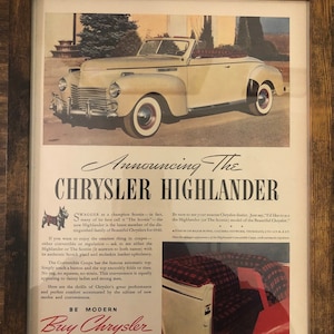 Framed Vintage 1940 Chrysler Highlander Ad - Etsy
