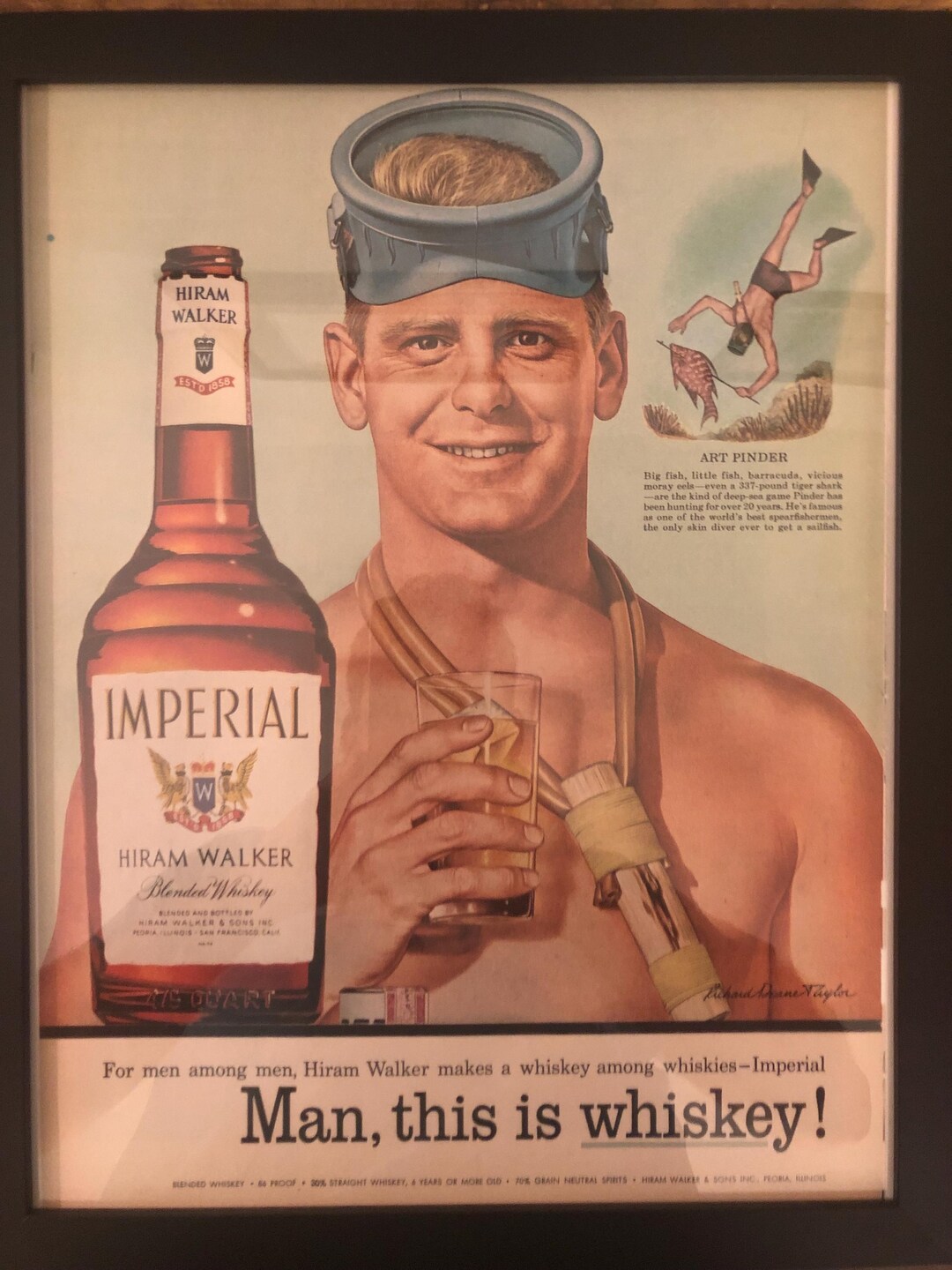 Framed Vintage 1956 Imperial Whiskey Advertisement Ft/ Legendary Spear ...