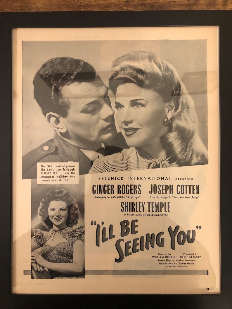 Framed 1944 Movie Ad: Ginger Rogers & Shirley Temple - Etsy