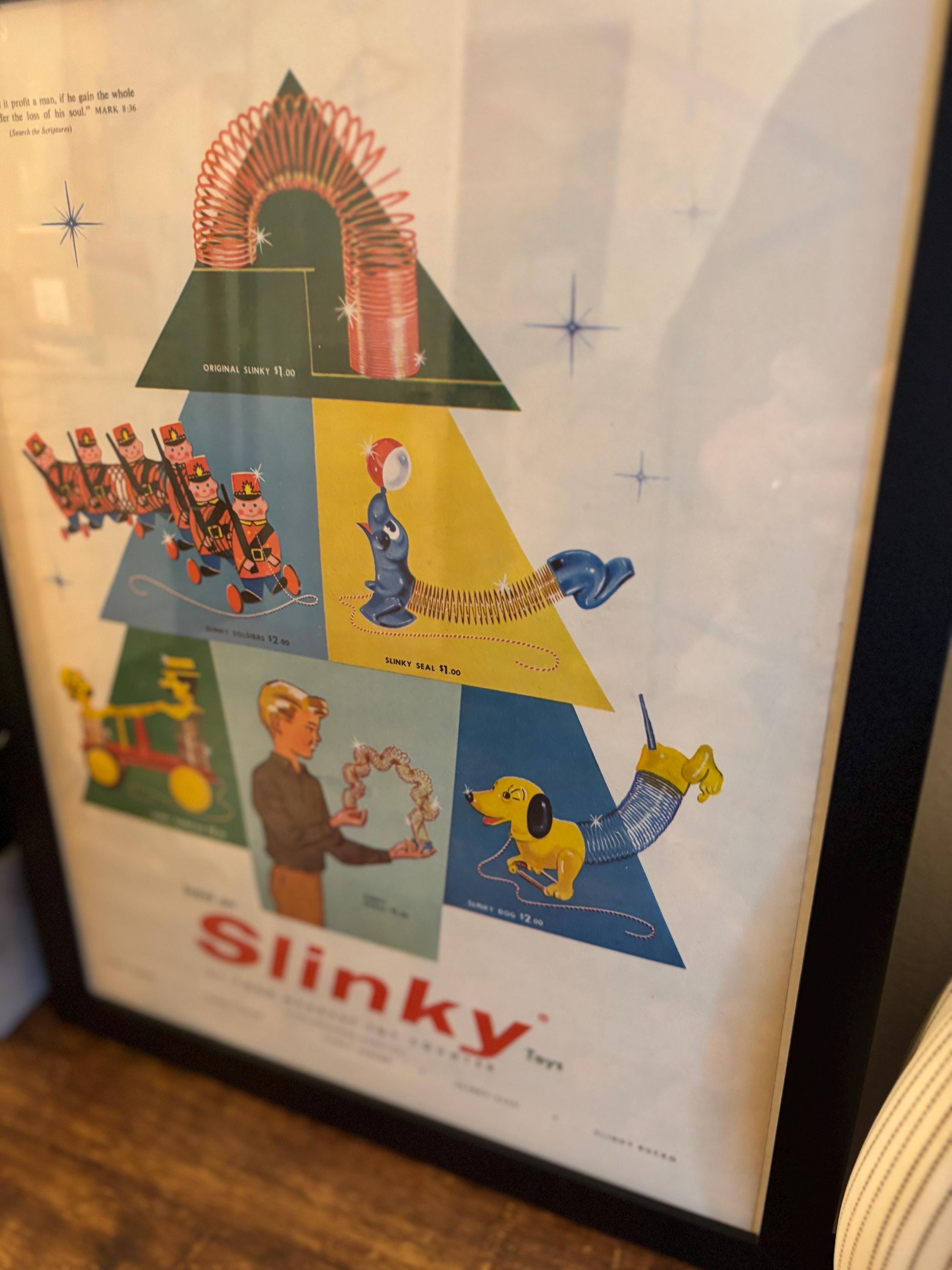 Framed Vintage 1957 Slinky Advertisement *kids Room/ Playroom ...