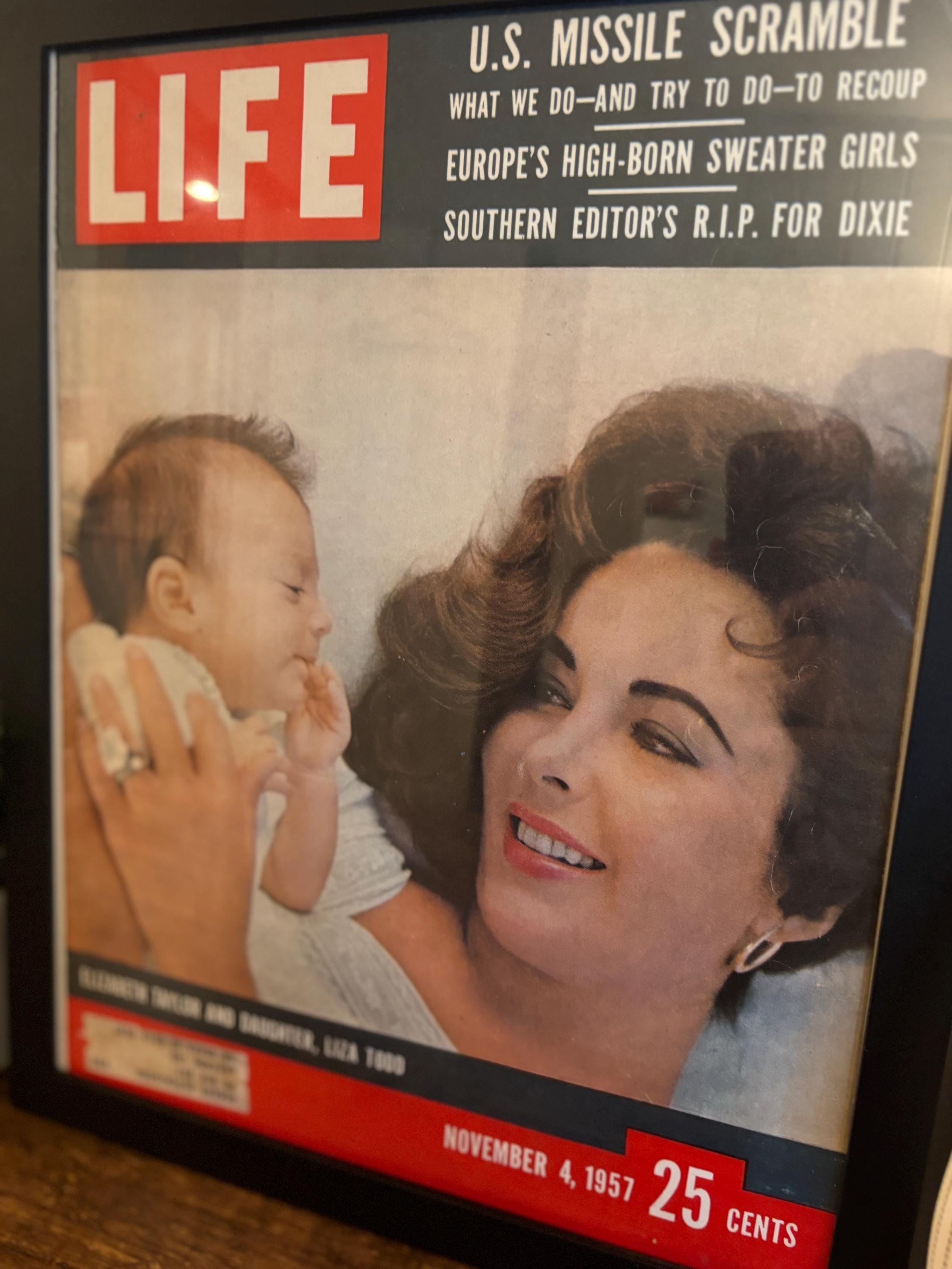 Framed Vintage 1952 LIFE Magazine Cover Ft/ Elizabeth Taylor With Baby ...