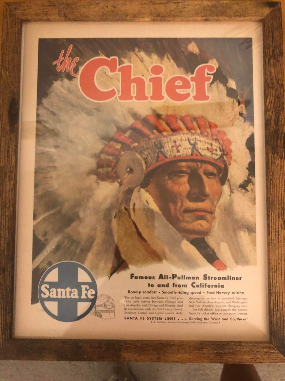 1947 Santa Fe Lines Ad From LIFE Magazine "the Chief" - Etsy