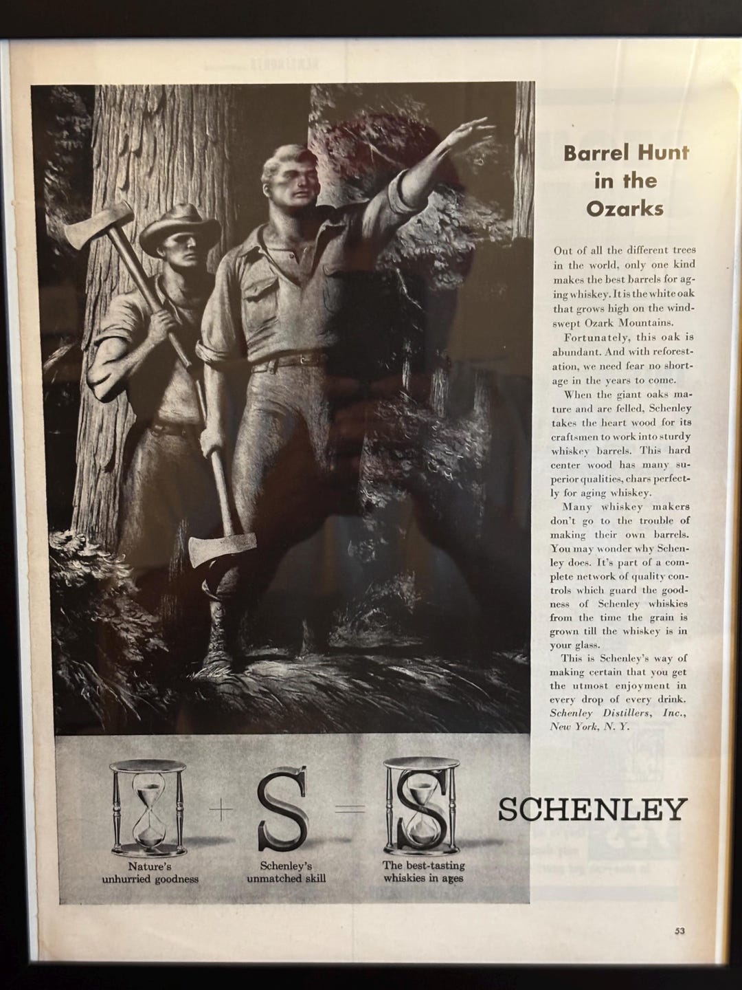 Framed Vintage 1947 Schenley’s Whiskey Advertisement *barrel Hunt in ...