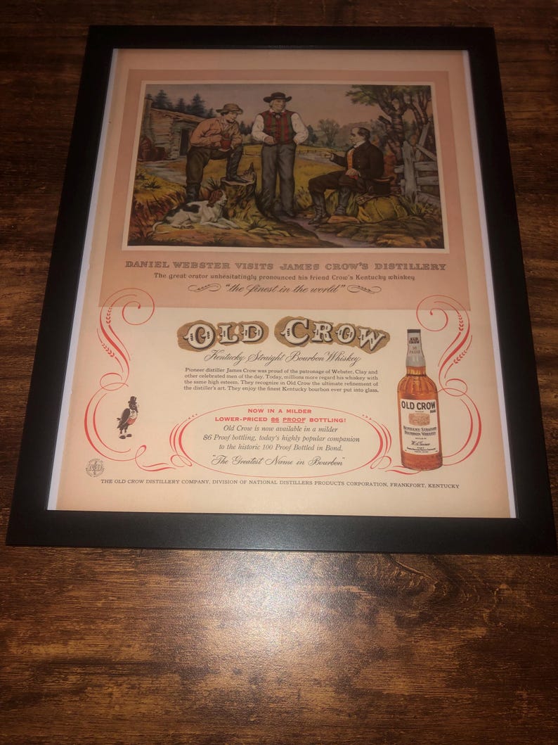 Framed Vintage 1956 Old Crow Bourbon Advertisement Ft/ Daniel Webster ...