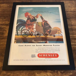 Framed Vintage 1947 Schenley’s Whiskey Advertisement *rooster Artwork ...