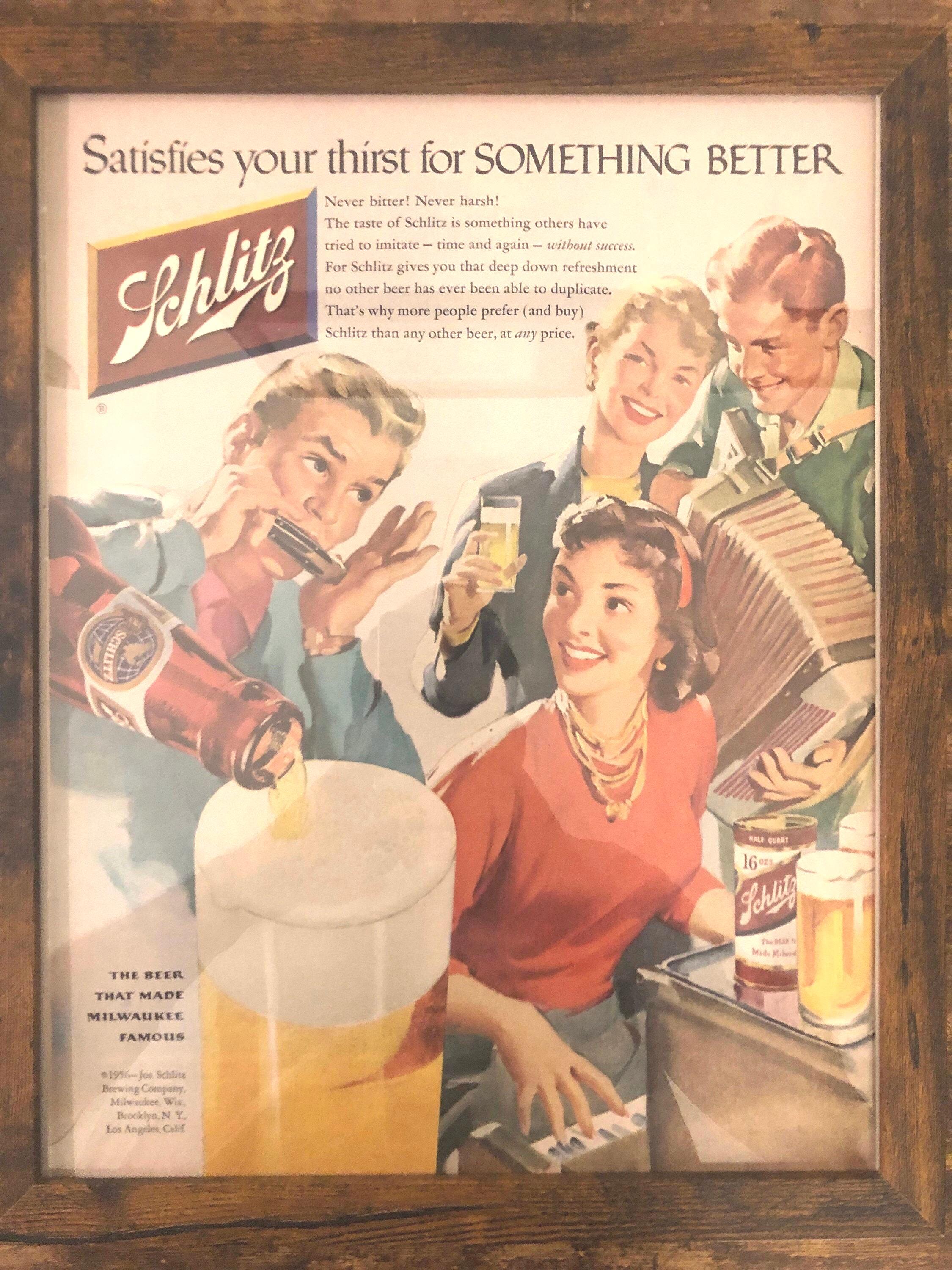 Framed Vintage 1956 Schlitz Beer Advertisement *the Beer That Made Milwaukee Famous!* - Etsy