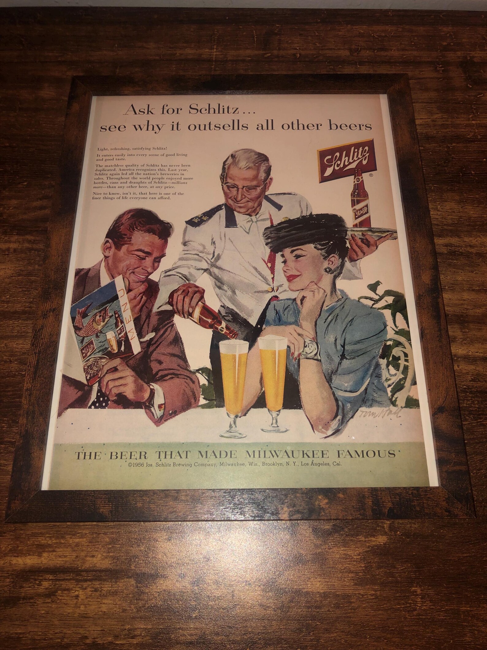 Framed Vintage 1956 Schlitz Beer Advertisement - Etsy