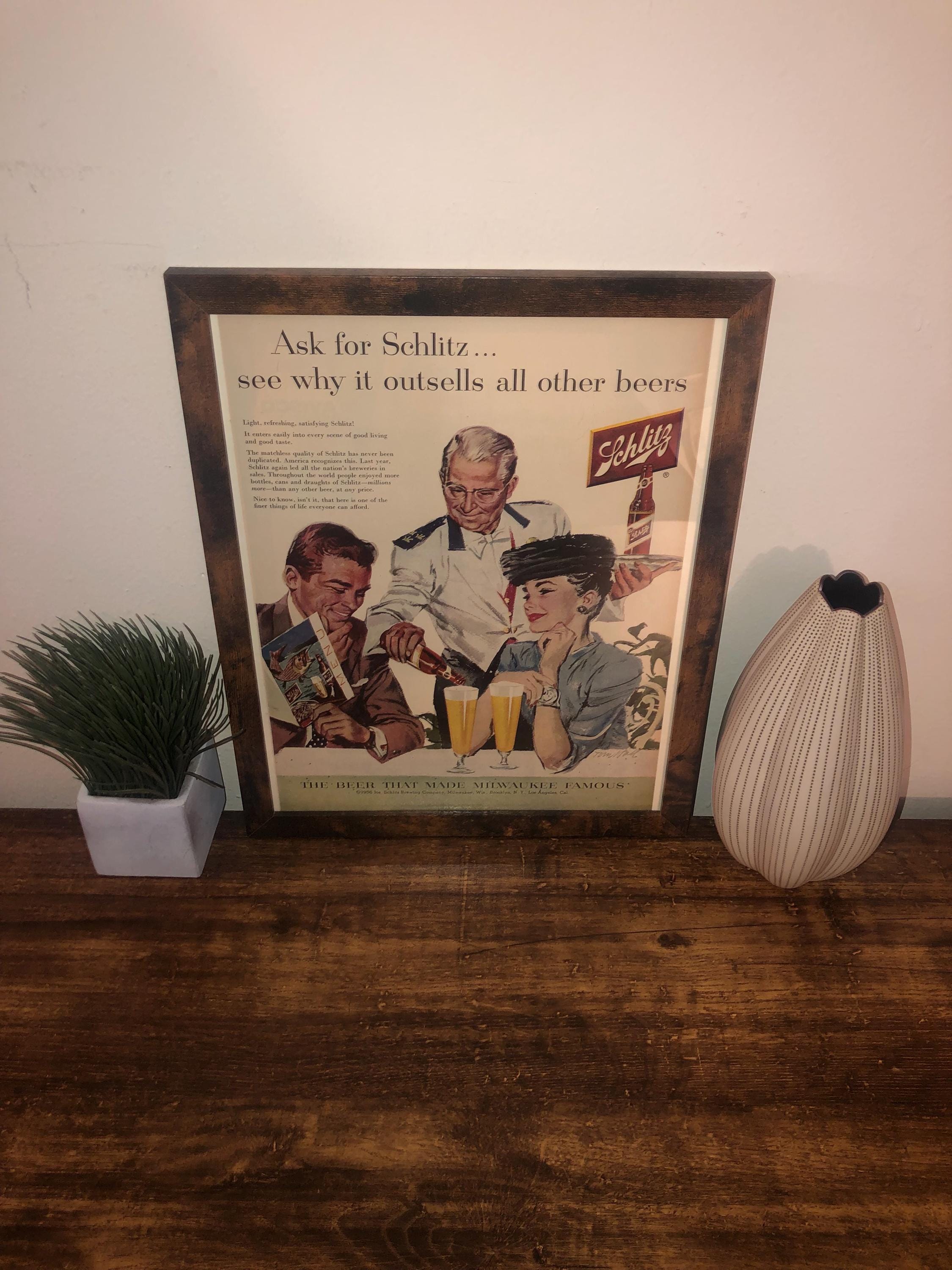 Framed Vintage 1956 Schlitz Beer Advertisement - Etsy