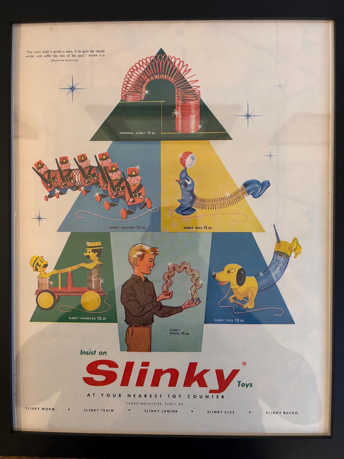 Framed Vintage 1957 Slinky Advertisement *kids Room/ Playroom ...
