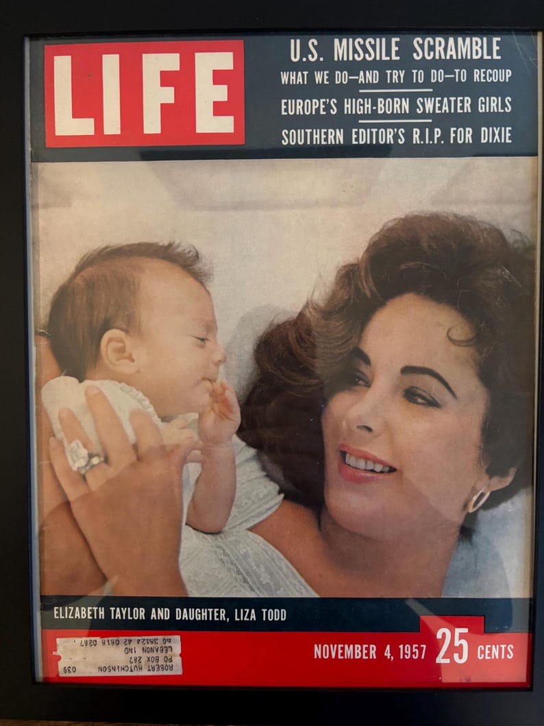 Framed Vintage 1952 LIFE Magazine Cover Ft/ Elizabeth Taylor With Baby ...