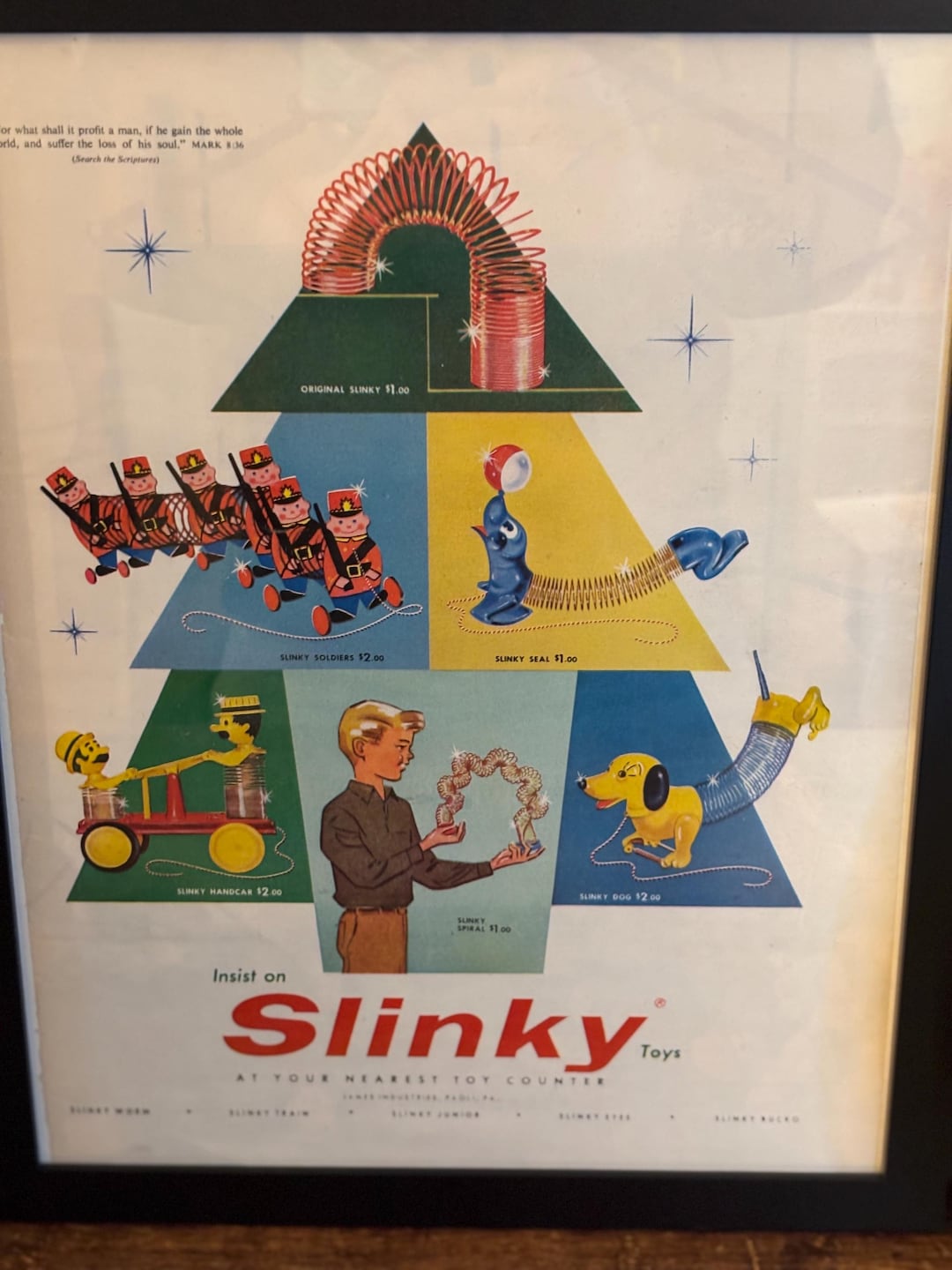 Framed Vintage 1957 Slinky Advertisement *kids Room/ Playroom ...