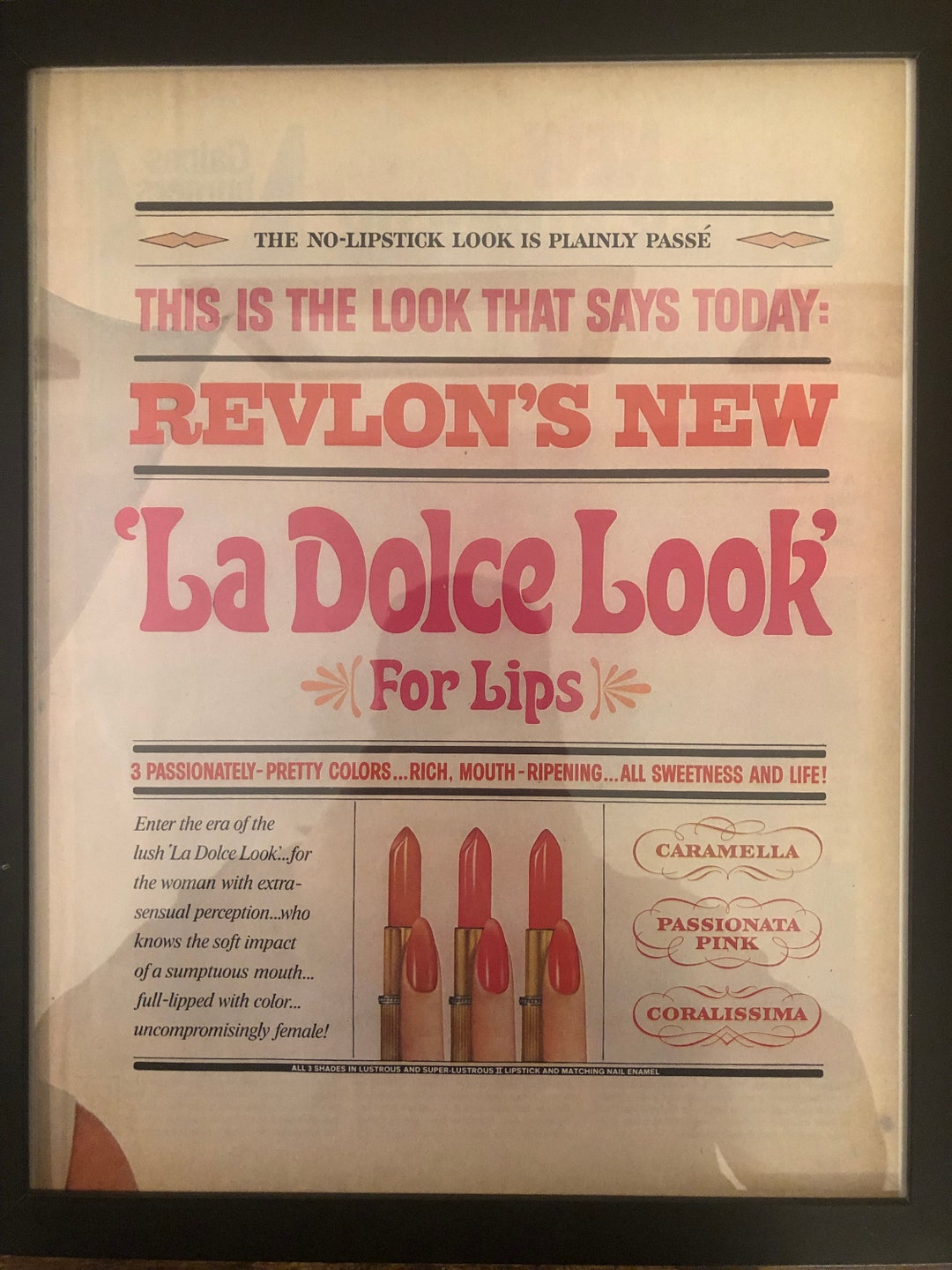 Framed Vintage 1966 Revlon Lipstick Ad - Etsy