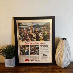 Framed Vintage 1947 New York Central Railroad Advertisement - ‘’luxury ...