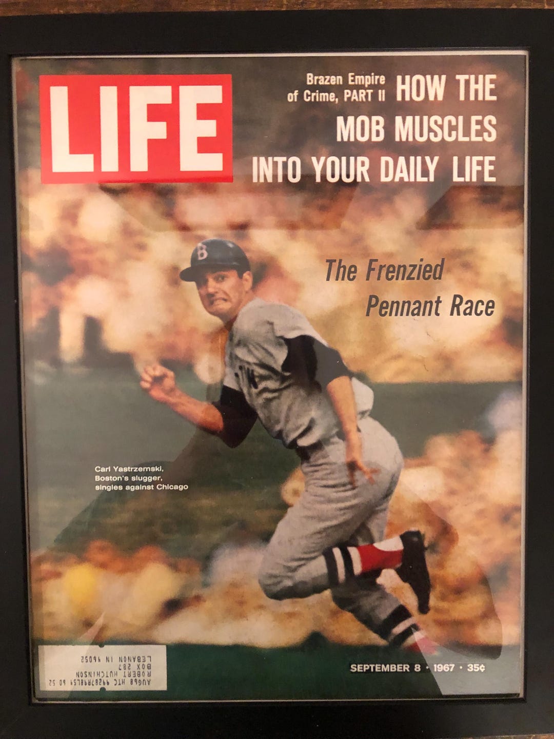 Framed Vintage 1967 LIFE Magazine Cover W/ Boston Red Sox Slugger Carl ...