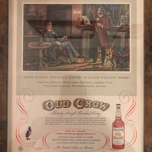 Framed Vintage 1955 Old Crow Bourbon Advertisement Ft/ Authors Mark ...