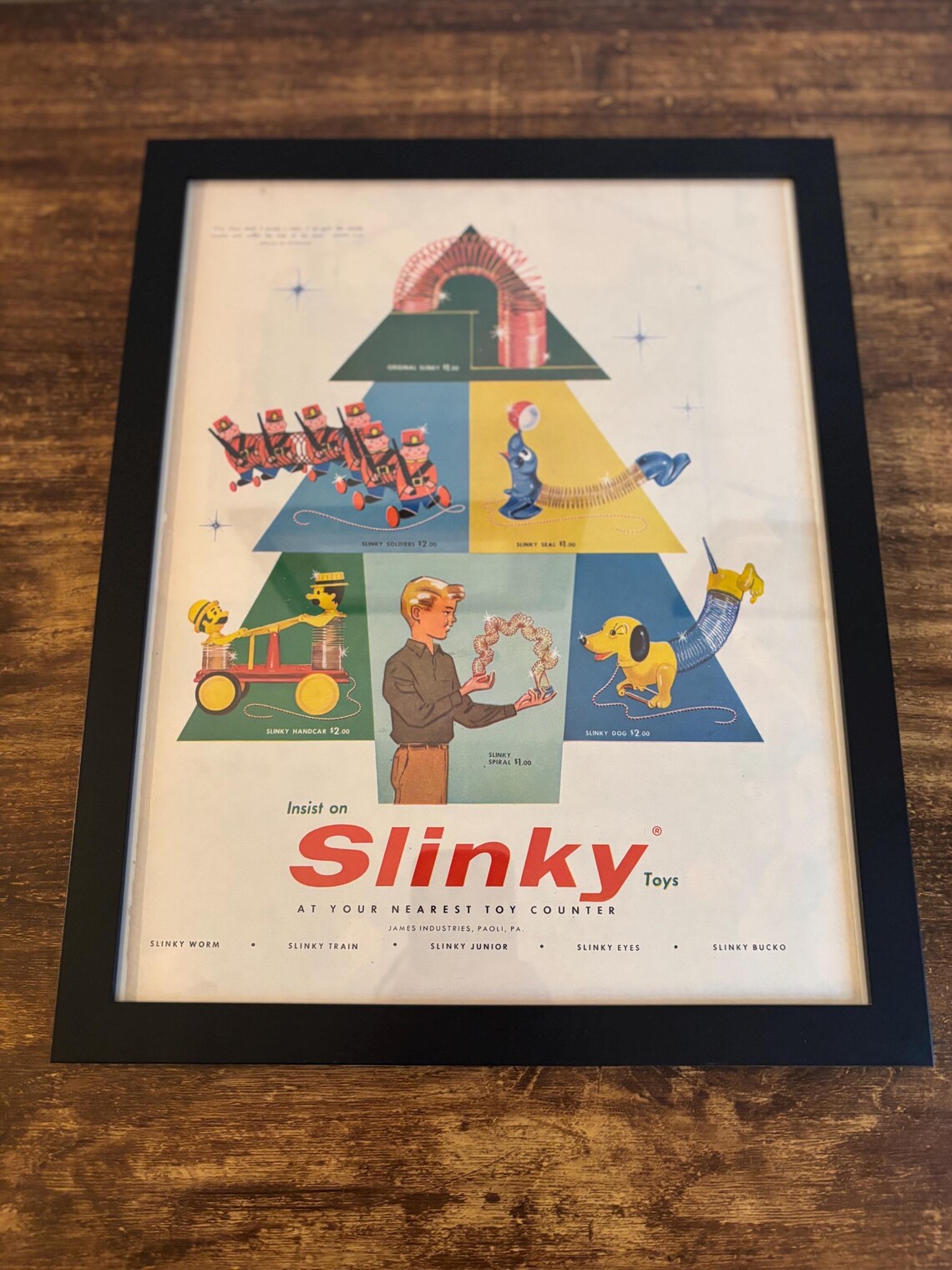 Framed Vintage 1957 Slinky Advertisement *kids Room/ Playroom ...