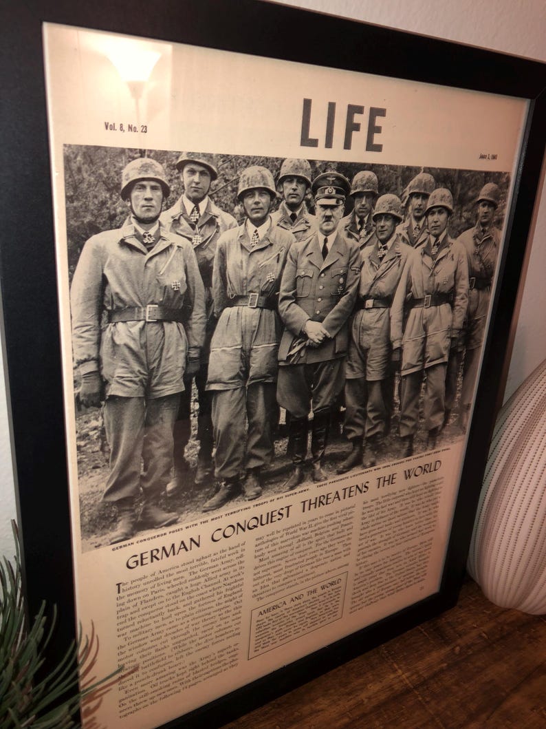 Framed 1938 WW2 Feature Article W/ Photo of Adolph Hitler and Nazi ...