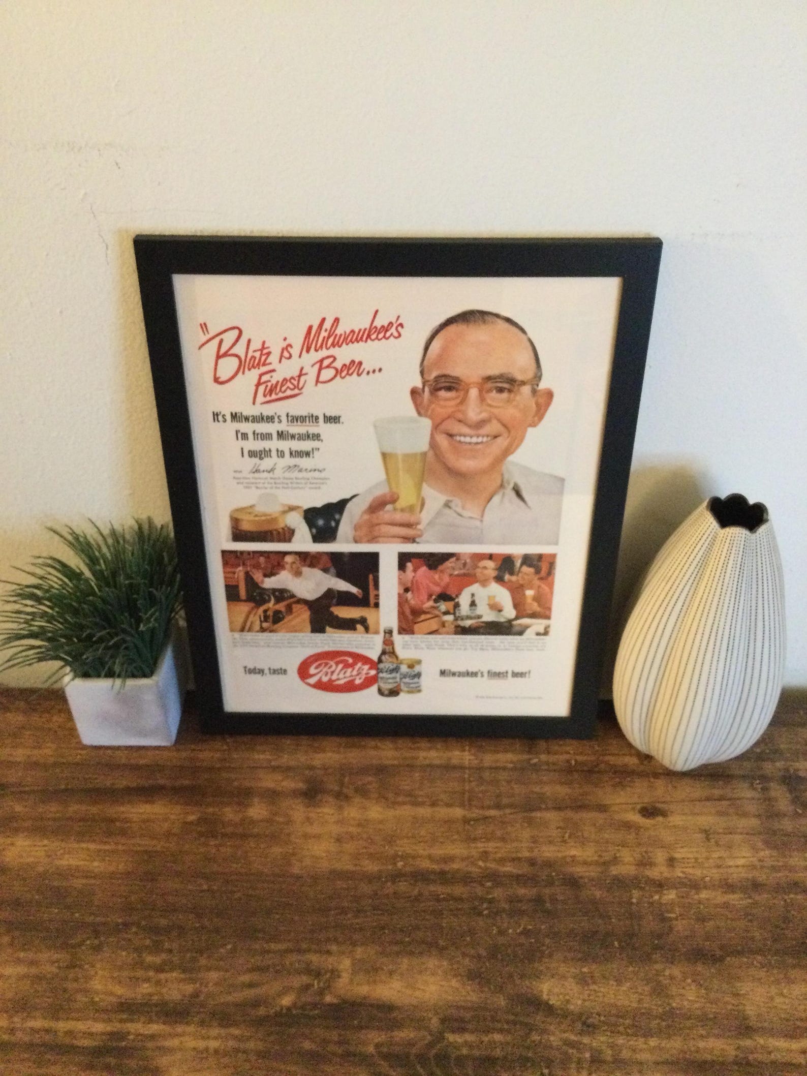 Framed Vintage 1952 Blatz Beer Ad: Hank Marino Bowling Champion - Etsy