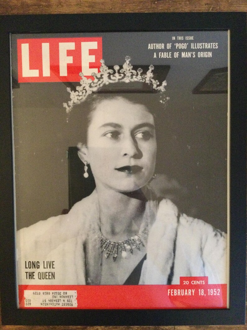 Framed 1952 Original LIFE Magazine Cover Ft Queen Elizabeth II- ‘’long ...