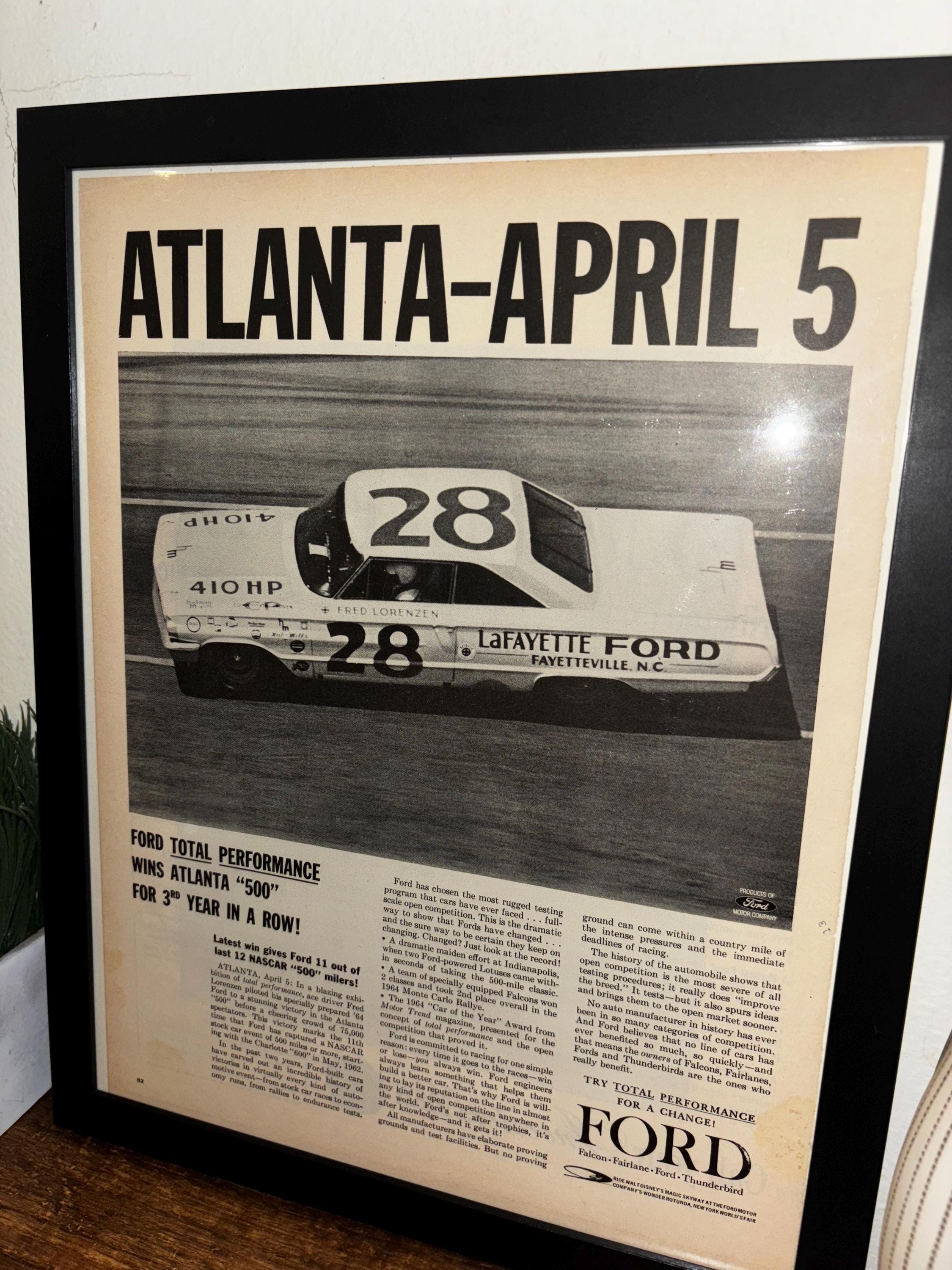 Framed Vintage 1964 Ford Advertisement *win at NASCAR Atlanta 500 ...