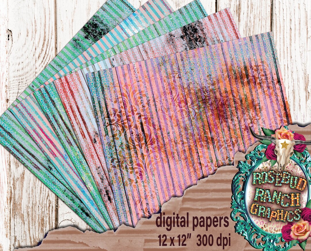 Stripes Digital Background Bundle Download - Etsy