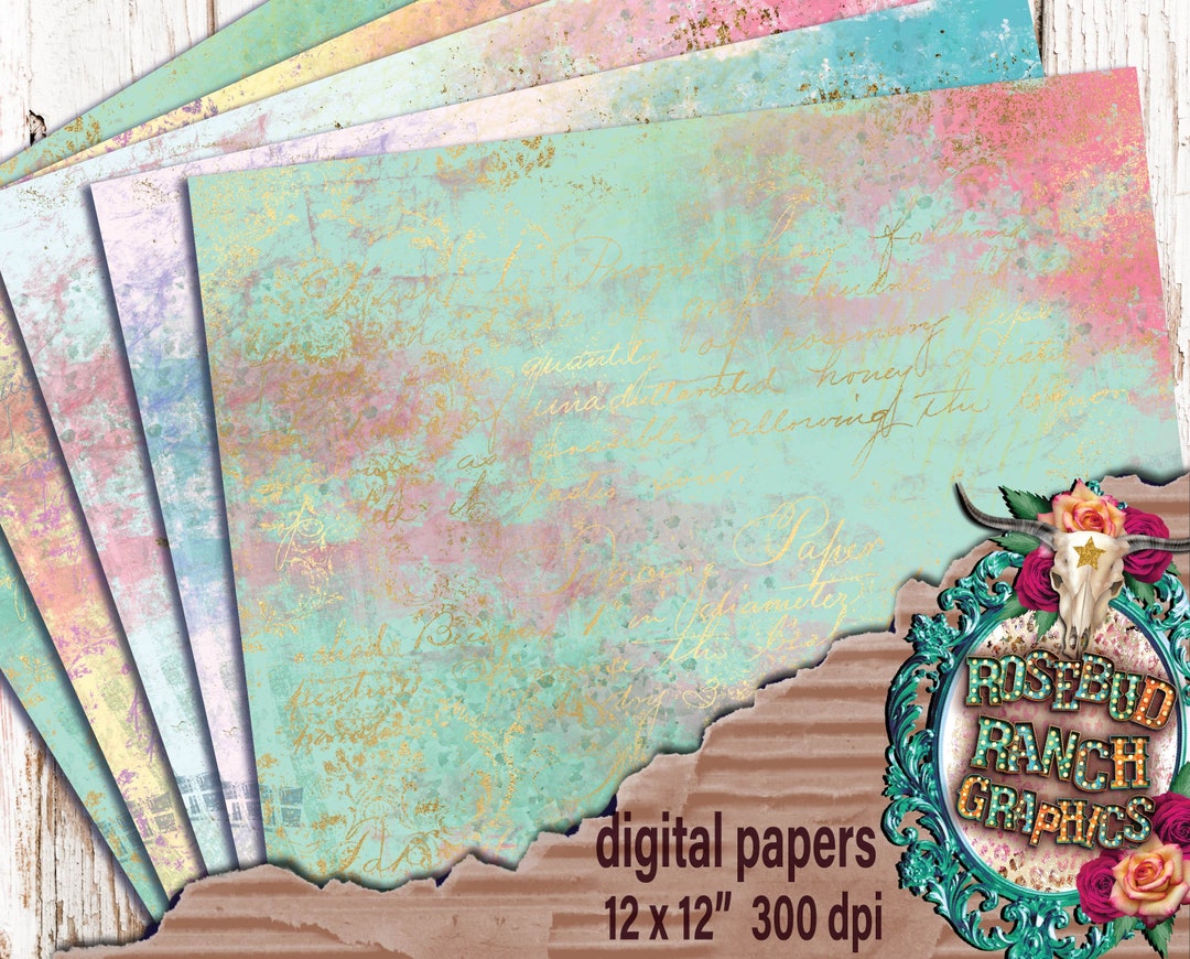 Vintage Look Digital Papers Pastel Colors Bundle - Etsy