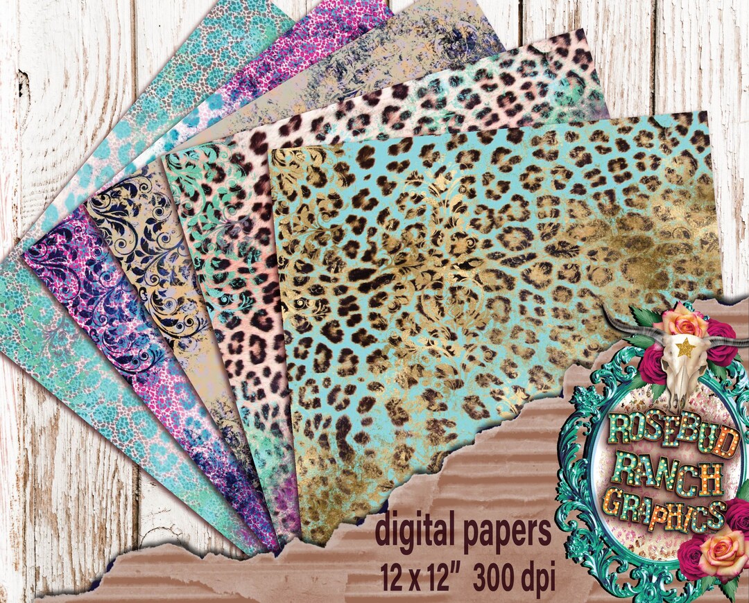 Leopard Digital Paper Background Bundle Downloads - Etsy