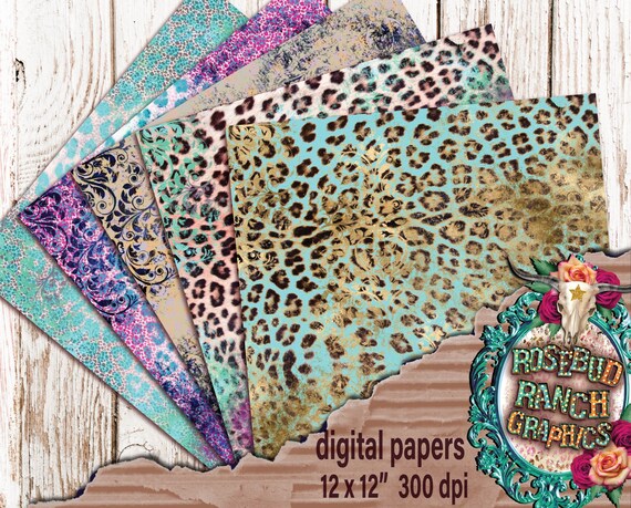Leopard Digital Paper Background Bundle Downloads | Etsy