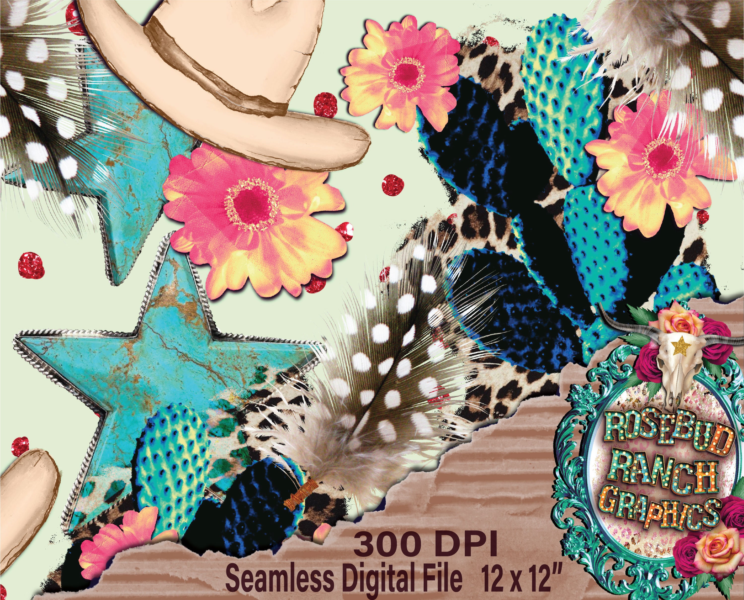 Western Collage Seamless Digital Download - Etsy