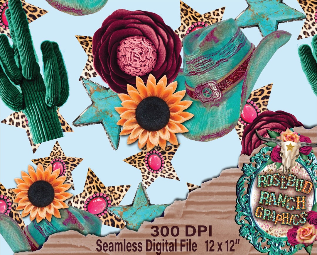 Western Seamless With Cowboy Hat Digital Download - Etsy