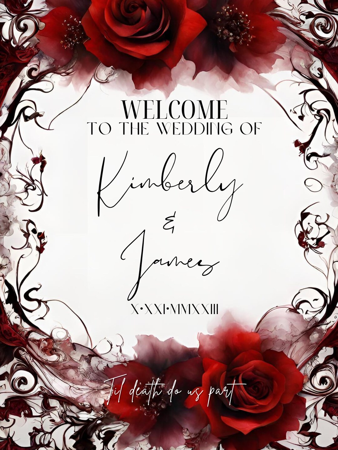 18x24 Elegant Vintage Goth Wedding Welcome Sign, Wedding Shower Sign ...