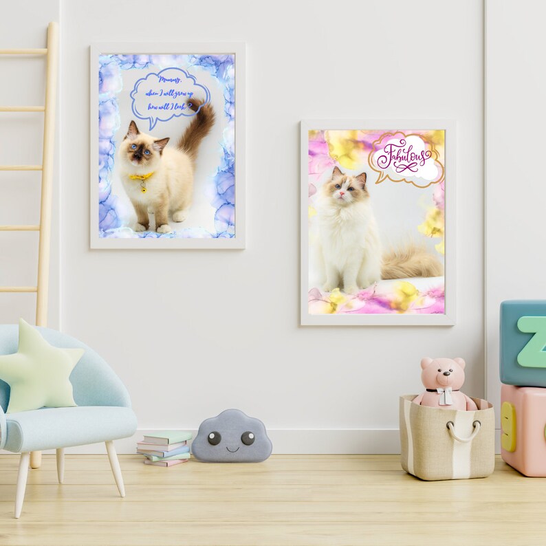 Cat Nursery Print Set Animals Nursery Art Cat Nursery Decor - Etsy
