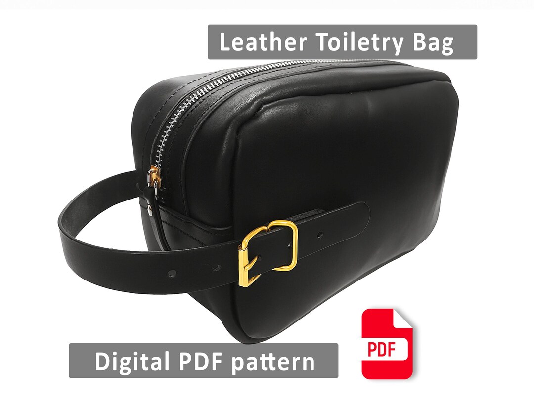 Leather Toiletry Bag Pattern PDF for DIY Travel Dopp Kit Template for ...