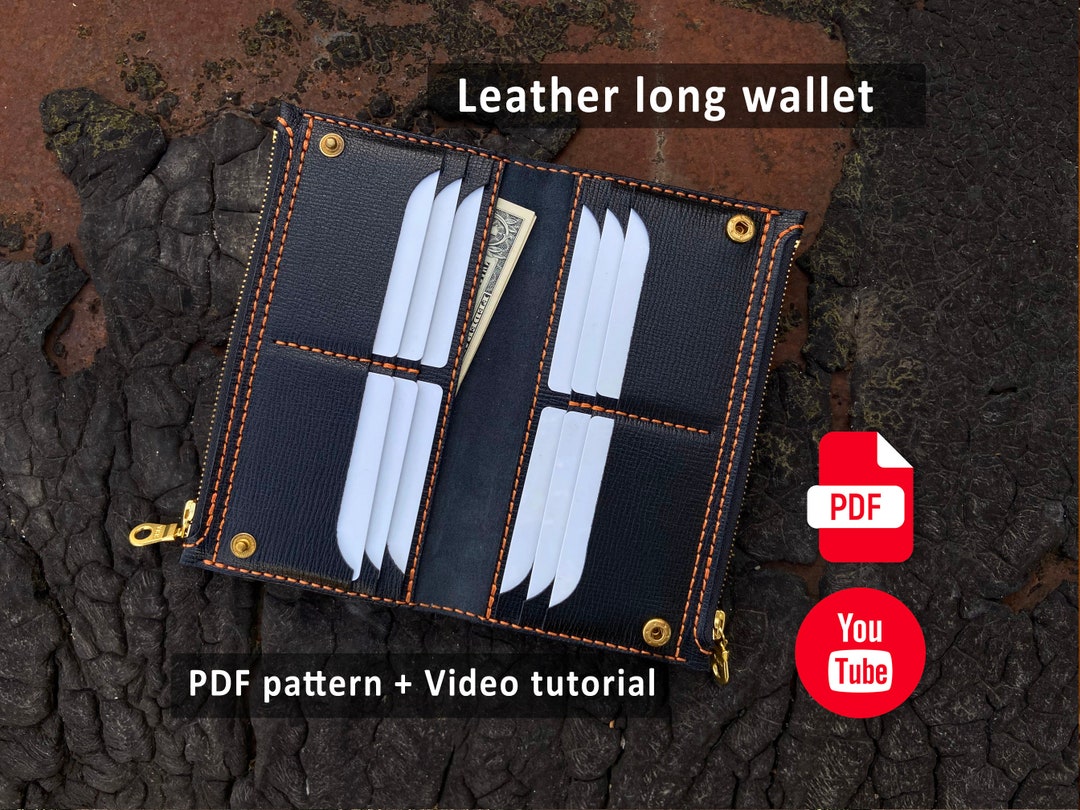 Leather Bifold Wallet Pattern | Leather Long Wallet DIY PDF Download ...