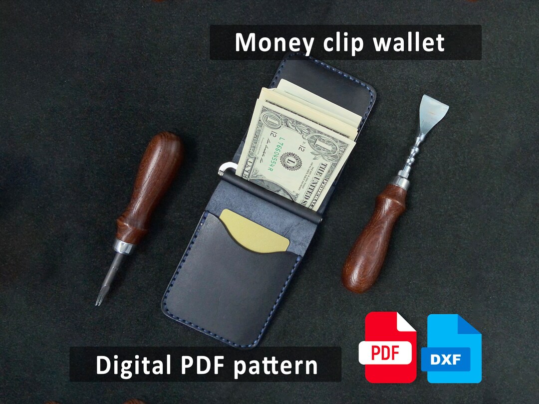 Leather Money Clip Wallet Pattern: Beginner DIY Project (PDF, DXF) - Etsy
