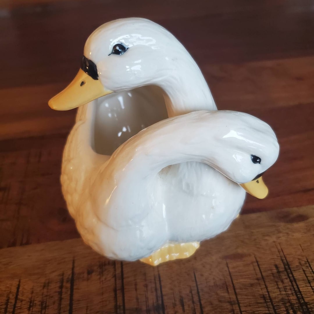 Vintage Double Swan Planter Swan Couple Fine Porcelain Pot - Etsy