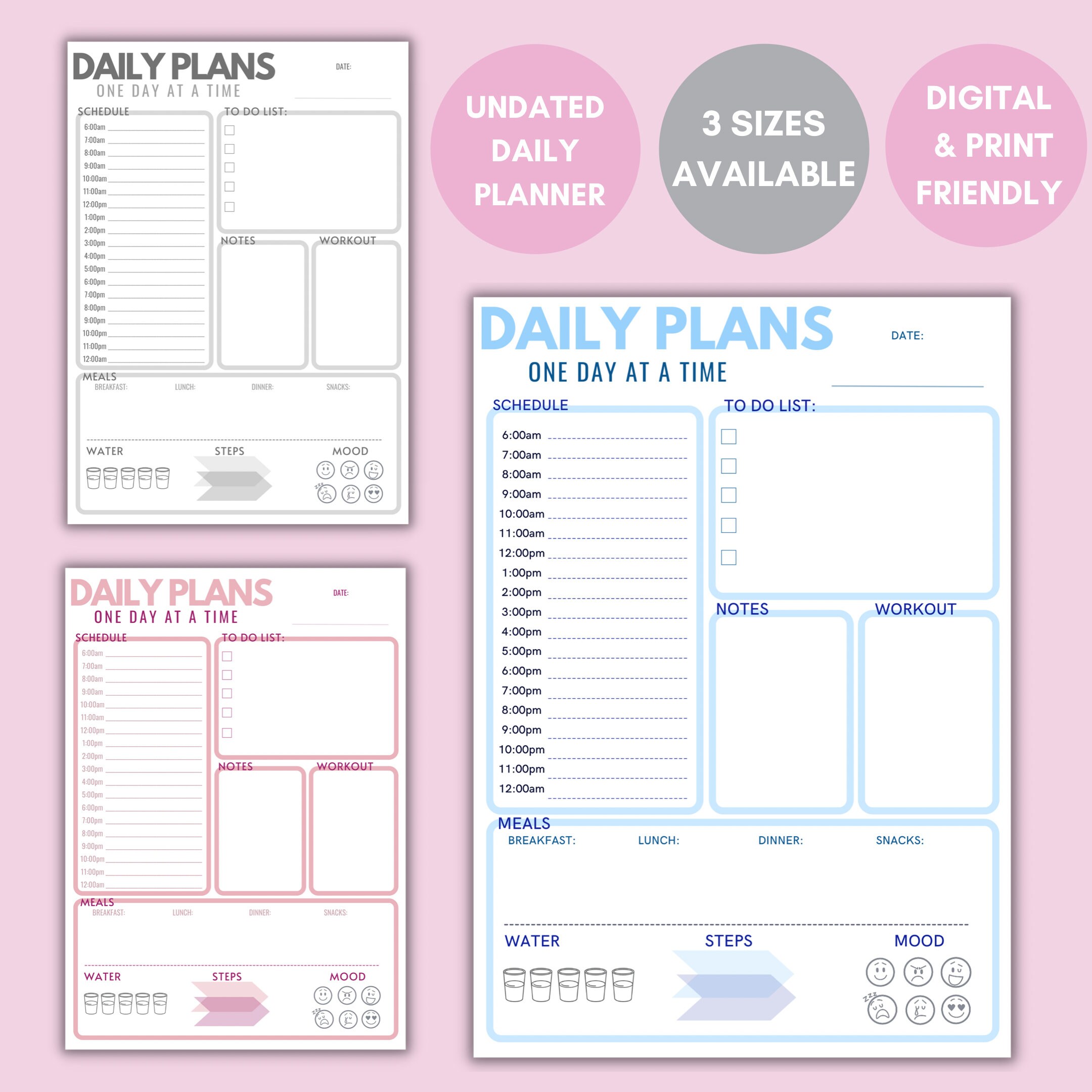 Daily Planner Digital Meal Planner /workouts /step Counter/ to Do List ...