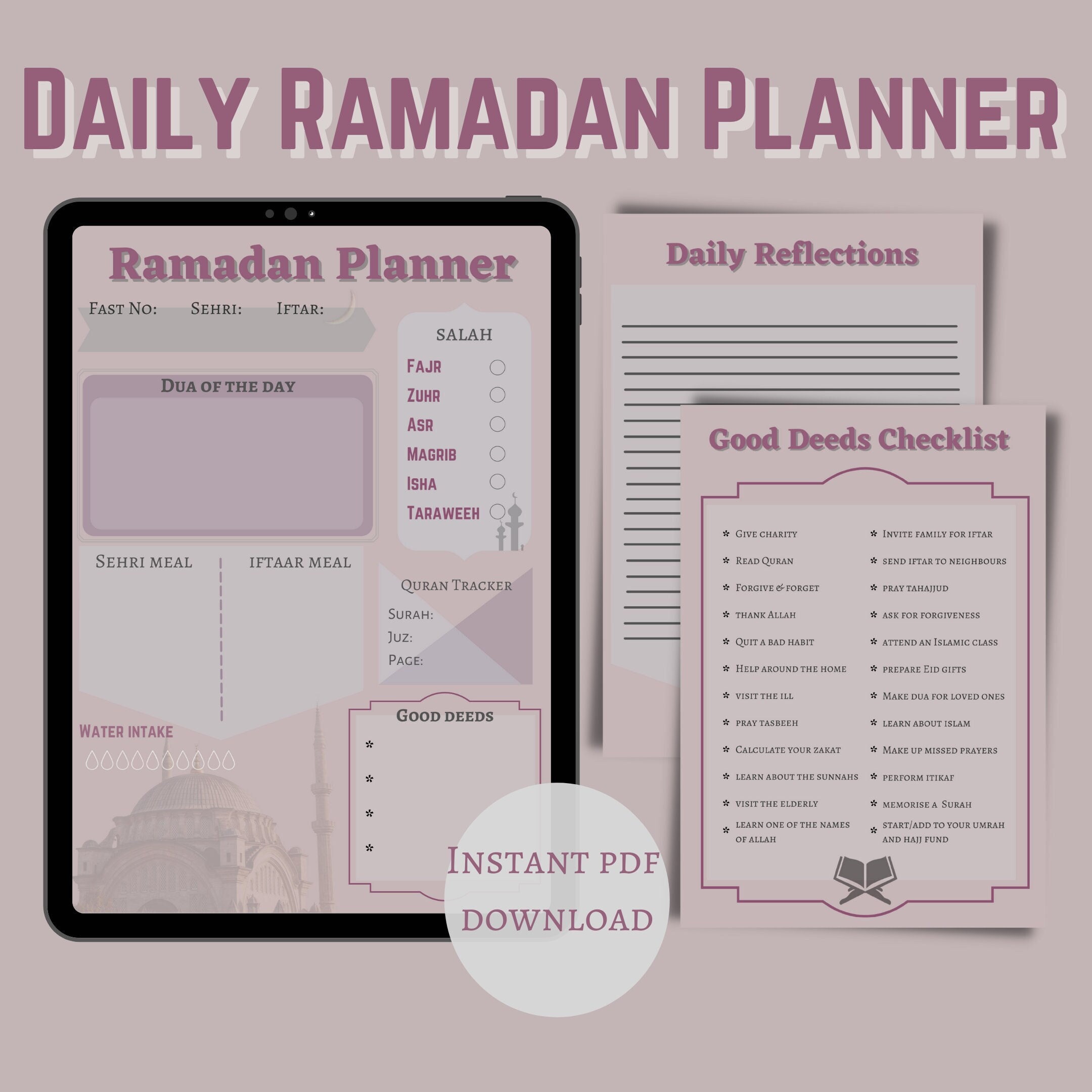 Ramadan Daily Planner 2022 | Islamic Planner | Salah Tracker, Quran ...