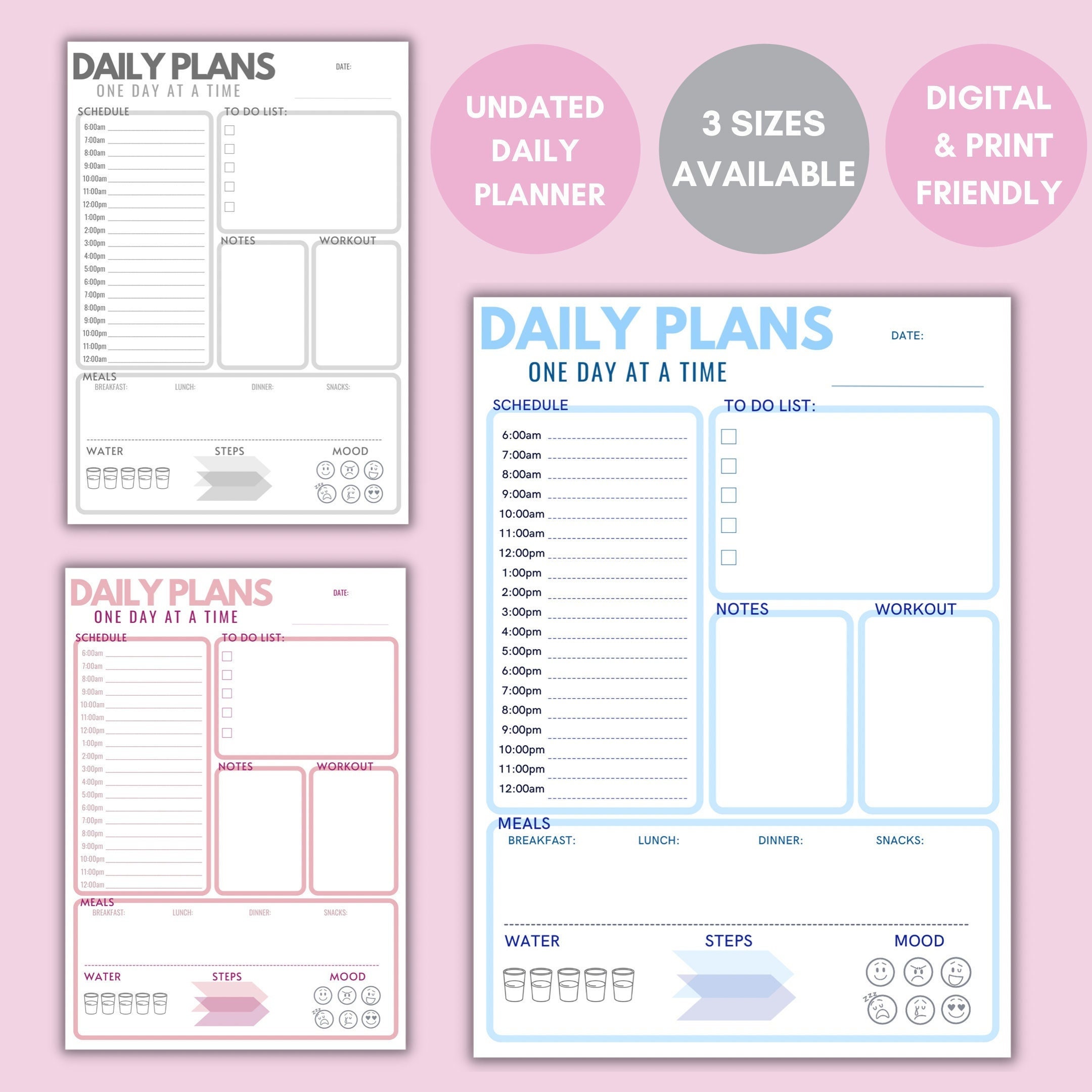 Daily Planner Digital Meal Planner /workouts /step Counter/ to Do List ...
