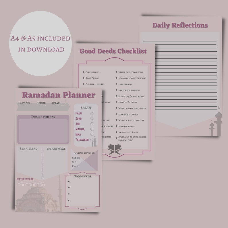 Ramadan Daily Planner 2022 Islamic Planner Salah Tracker, Quran Tracker ...