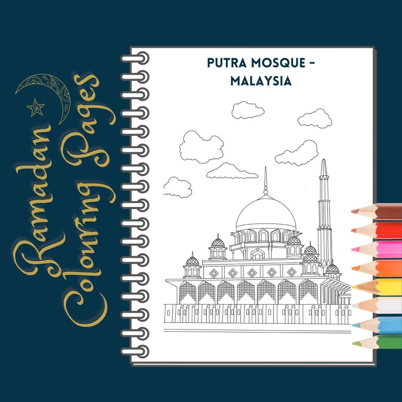 Ramadan Colouring Pages | Islamic Mosque | Adult and Kids | Printable ...