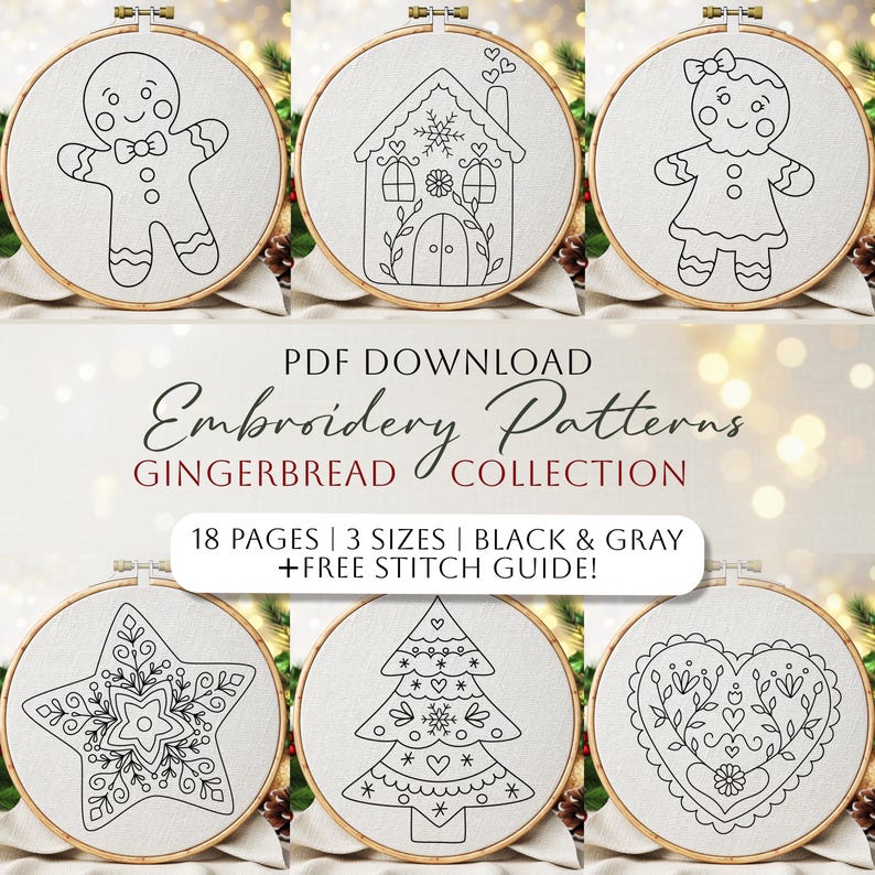 Christmas Hand Embroidery Pattern PDF Bundle Beginner Hand Stitch DIY ...