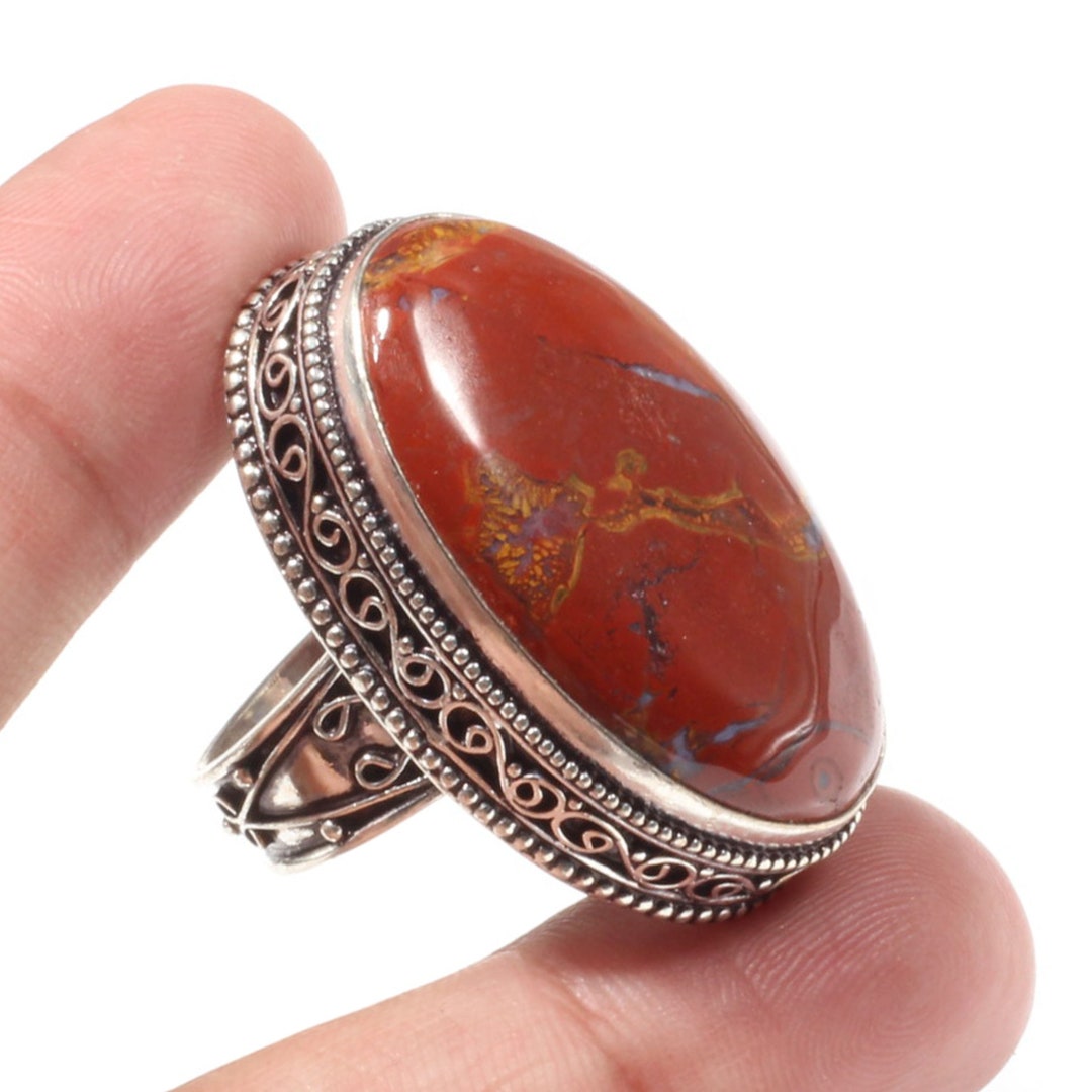 Red Jasper Gemstone 92.5 Sterling Silver Ring Red Jasper - Etsy