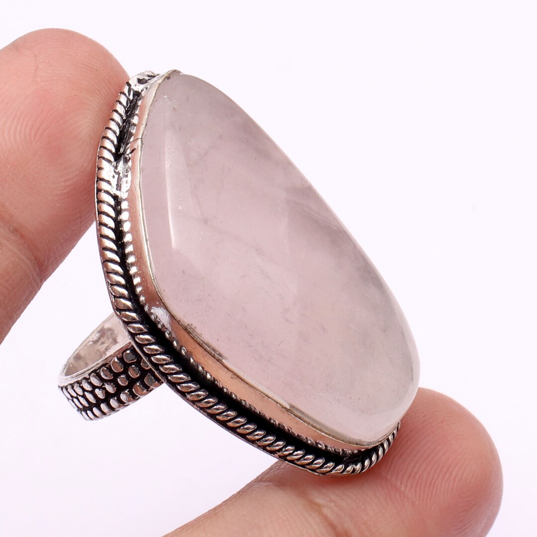 Rose Quartz Gemstone 92.5 Sterling Silver Ring Rose Quartz - Etsy Canada