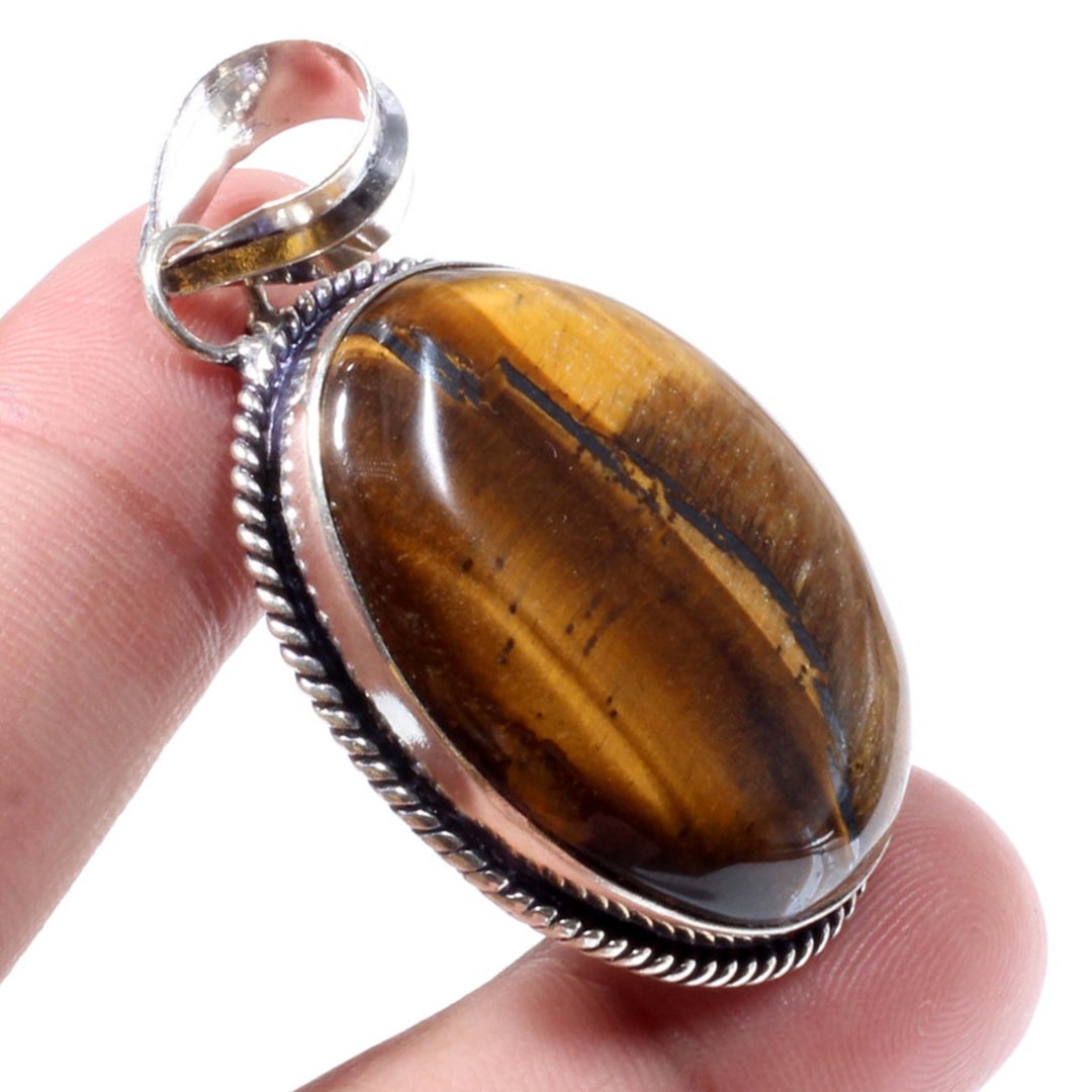 Tiger Eye Gemstone, 925 Sterling Silver Pendant , Tiger Eye Pendant ...