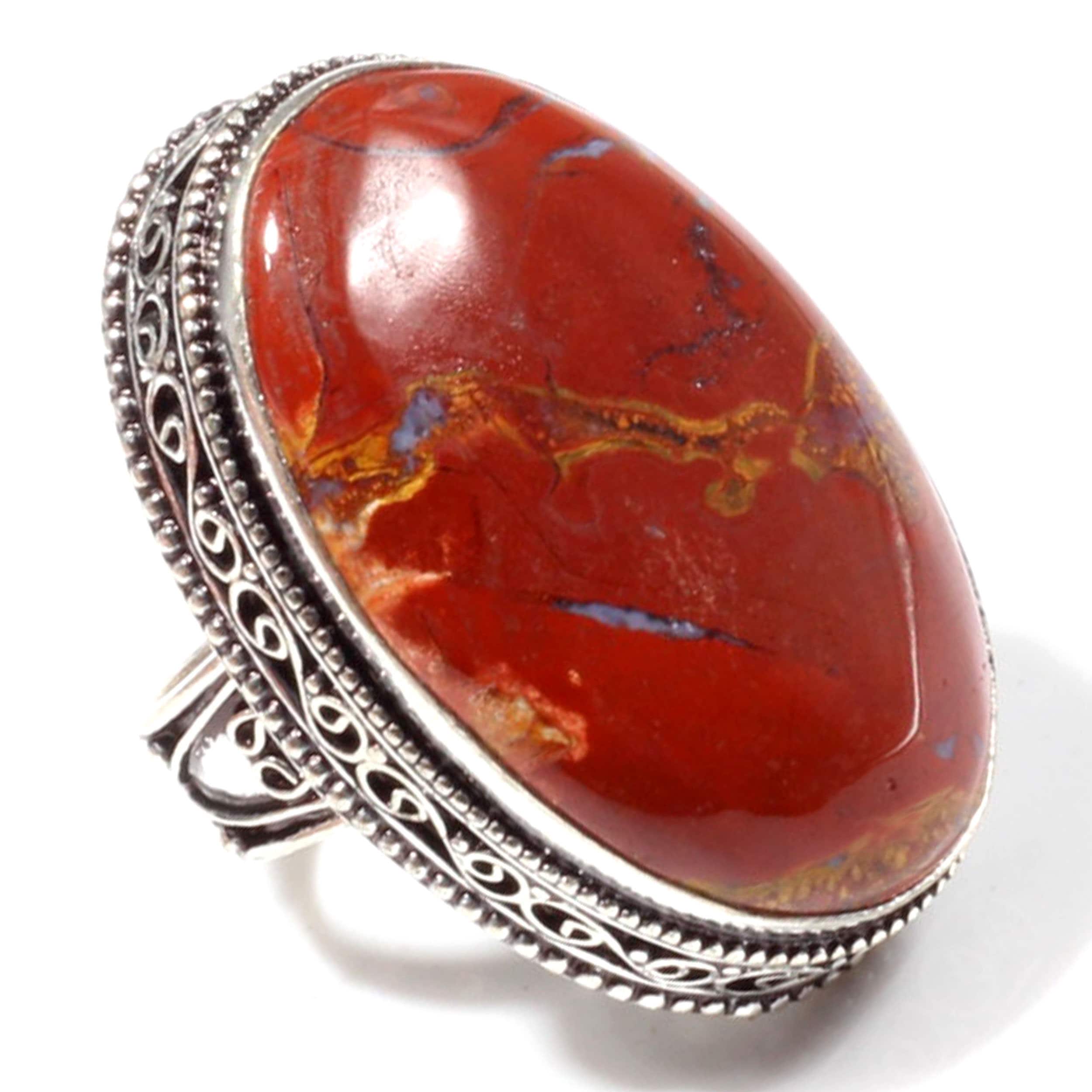 Red Jasper Gemstone 92.5 Sterling Silver Ring Red Jasper - Etsy